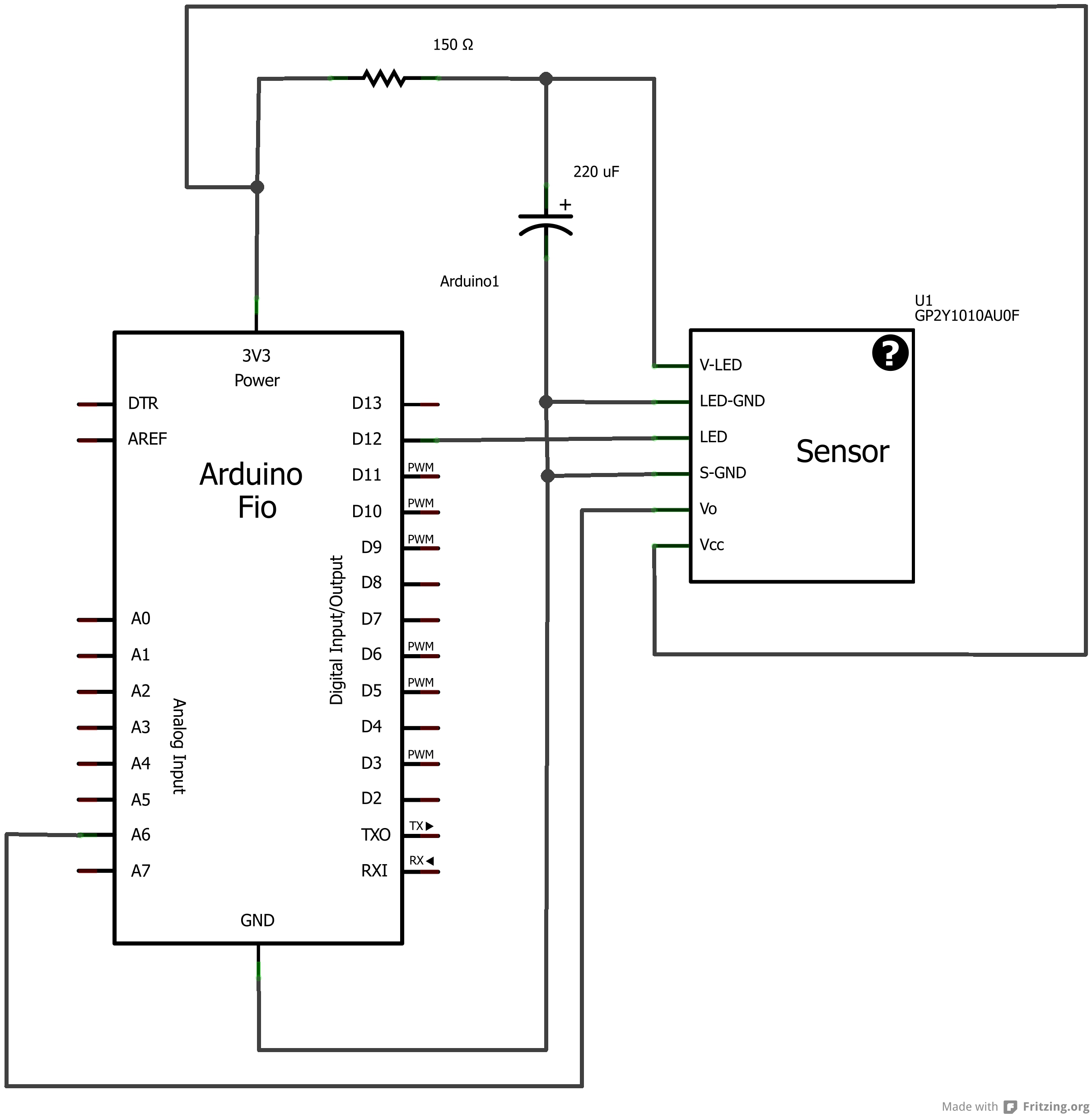Narinco- Sharp optical dust sensor for Arduino