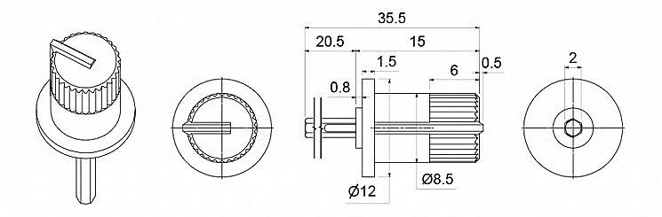 Narinco- Potentiometer Shaft Spindle